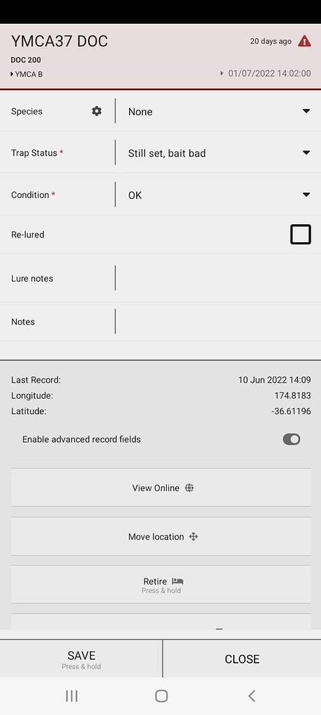 Arrow for scrolling through trap lines gone from app map - Issues and ...